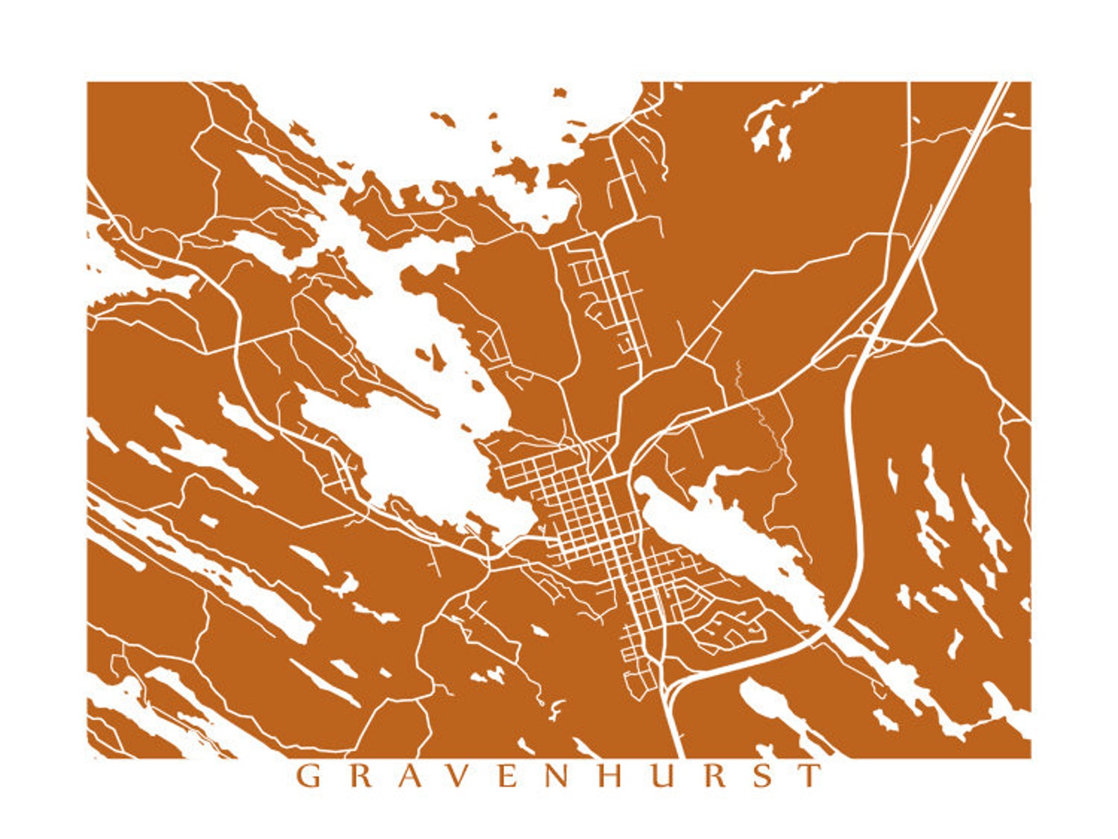 Gravenhurst ON Map Print - Etsy Canada