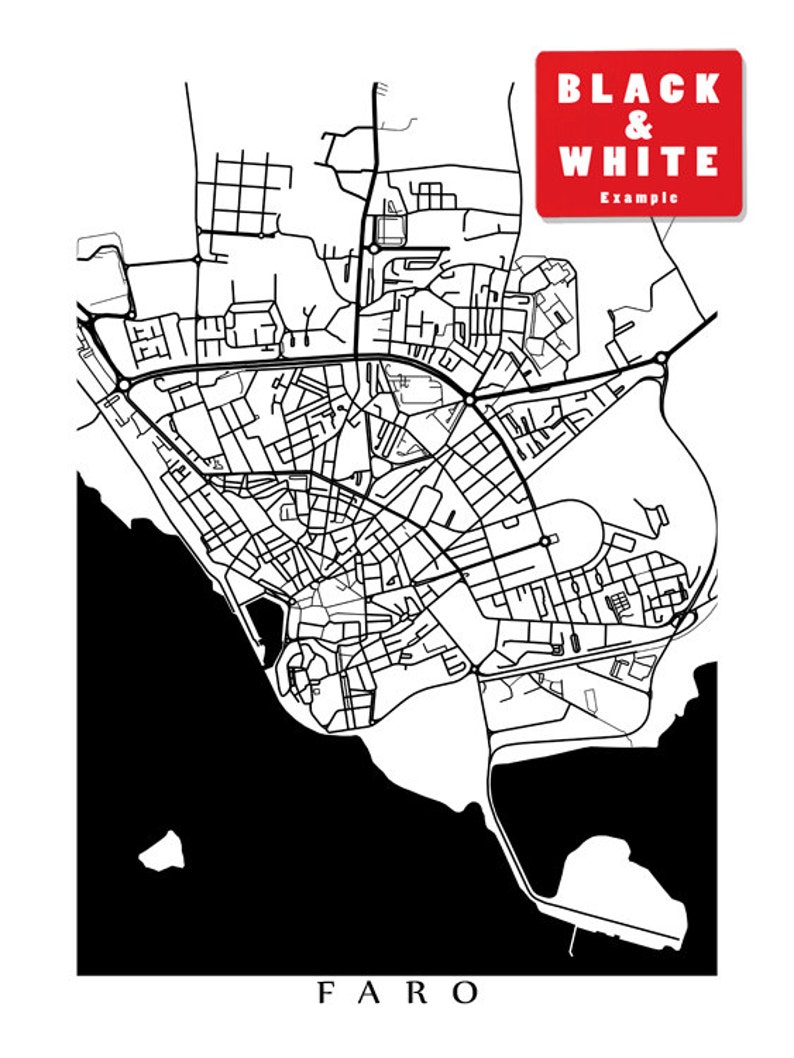Faro Map Print Portugal Art Poster - Etsy