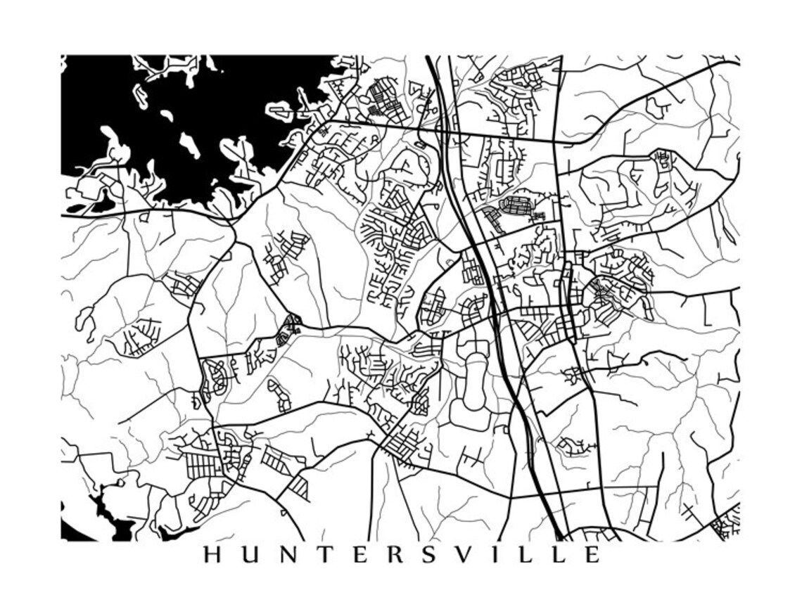 Huntersville Map Art Print - North Carolina Poster - Etsy