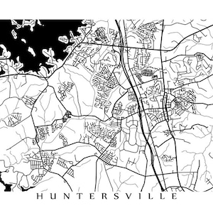 Huntersville Map Art Print - North Carolina Poster - Etsy
