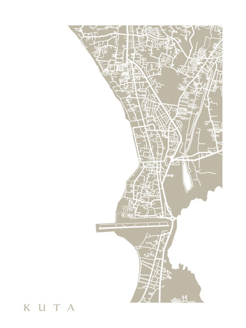 Kuta, Indonesia Map - Bali Art Print - Etsy