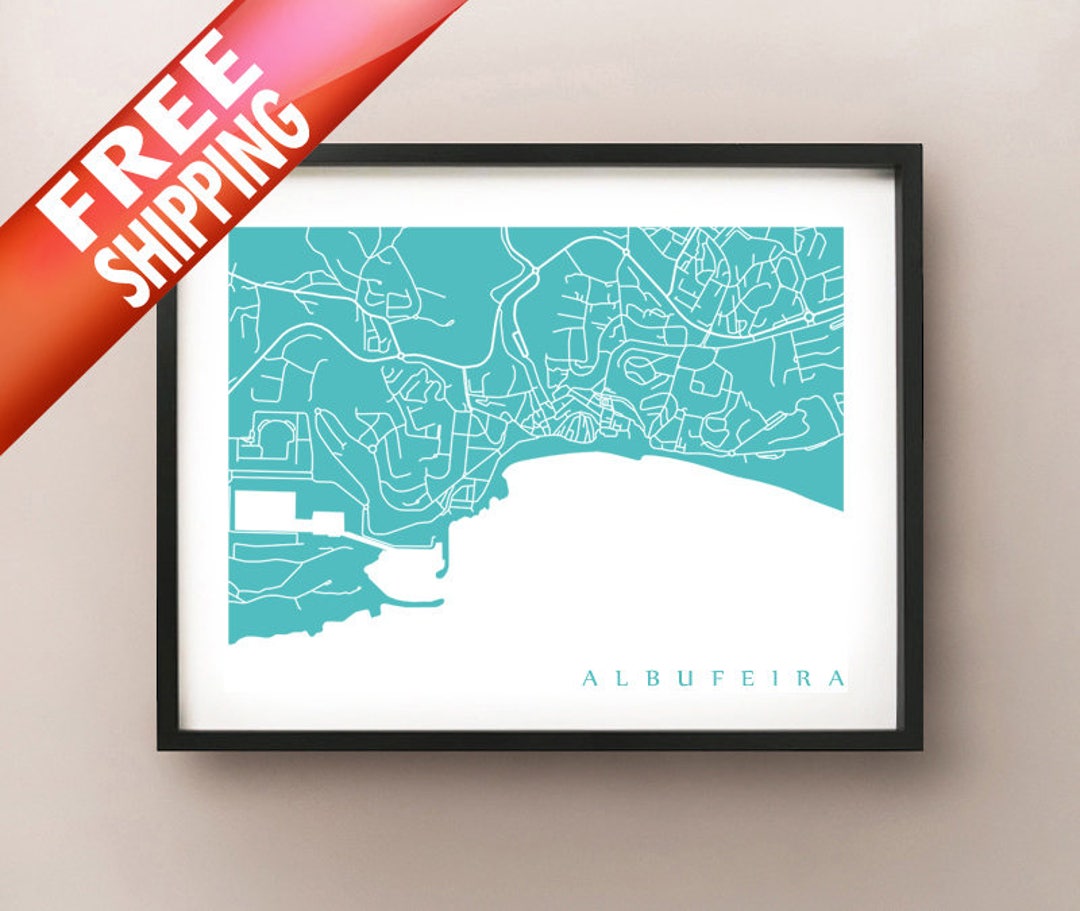 Impressão do mapa de Albufeira - Póster artístico de Algarve, Portugal ...