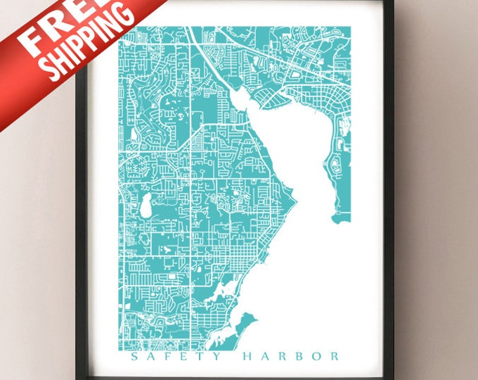 Safety Harbor, FL Map Print - Pinellas County, Florida Poster - Etsy
