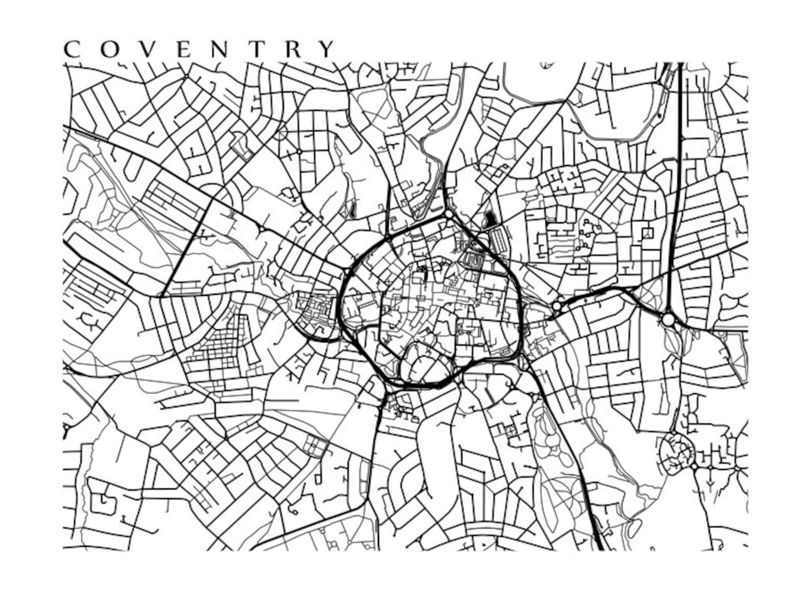 Coventry Map Print England Poster | Etsy