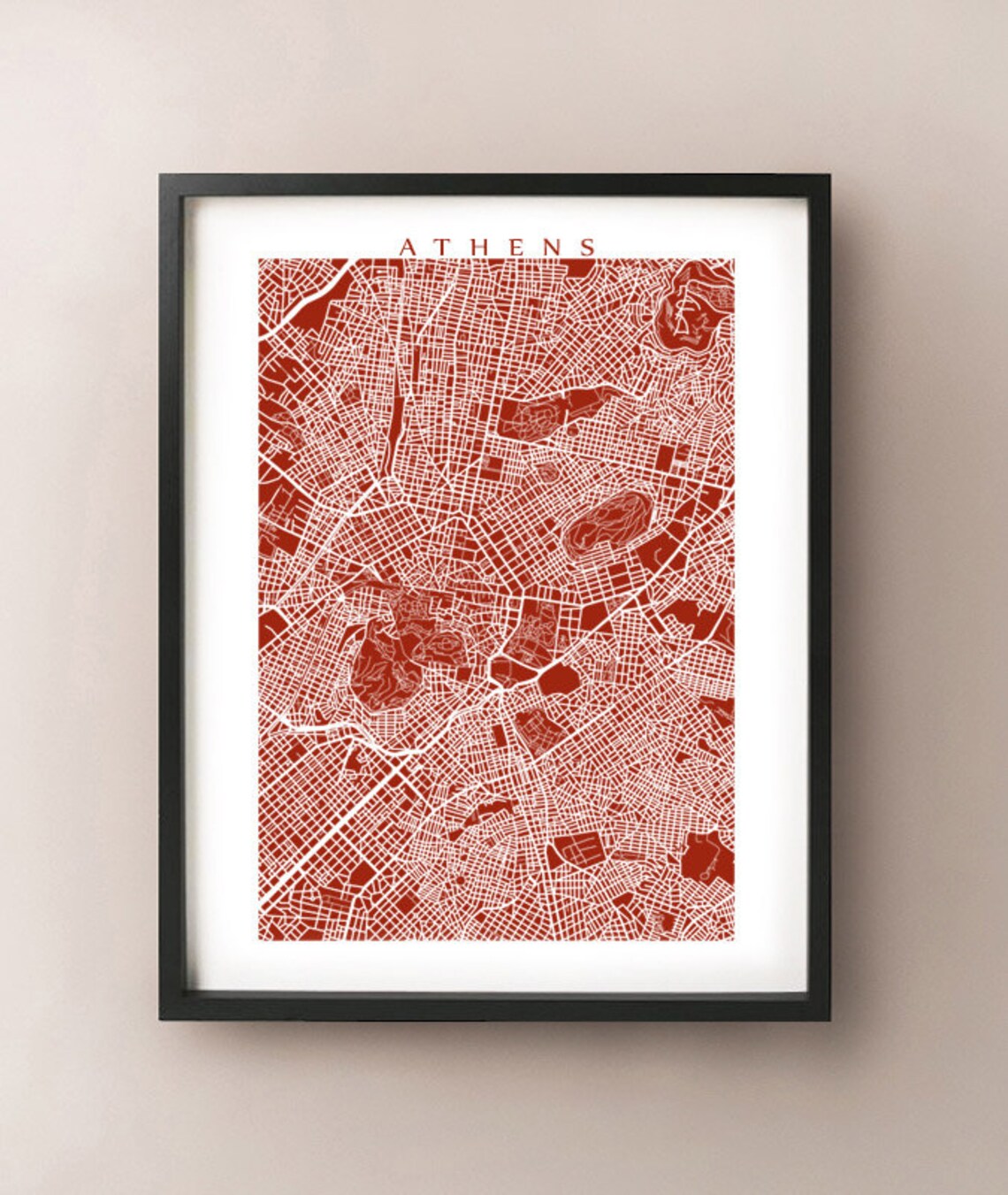 Athens Map Print Greece Poster - Etsy