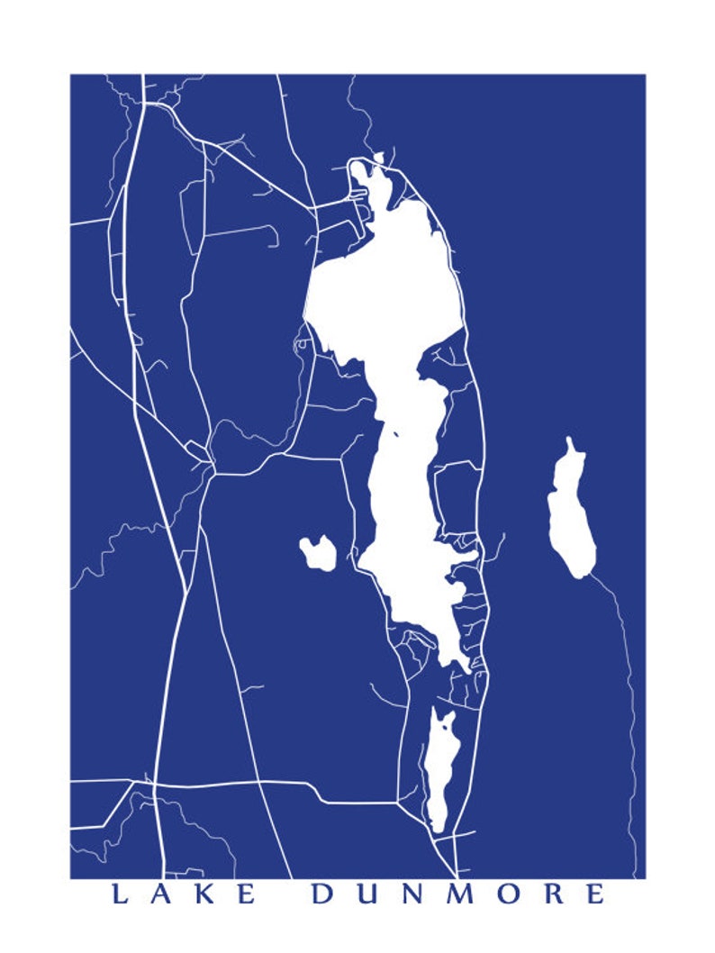 Lake Dunmore VT Map Print Vermont Art Poster - Etsy