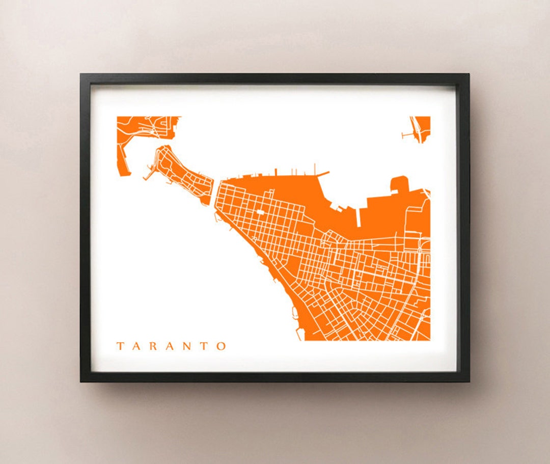 Taranto Map Print - Apulia Modern Home Decor -italy Poster - Italian ...