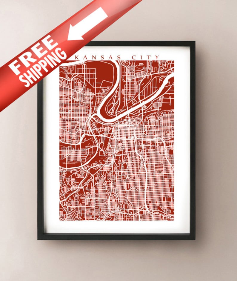 Kansas City Map Print Missouri Poster Art | Etsy
