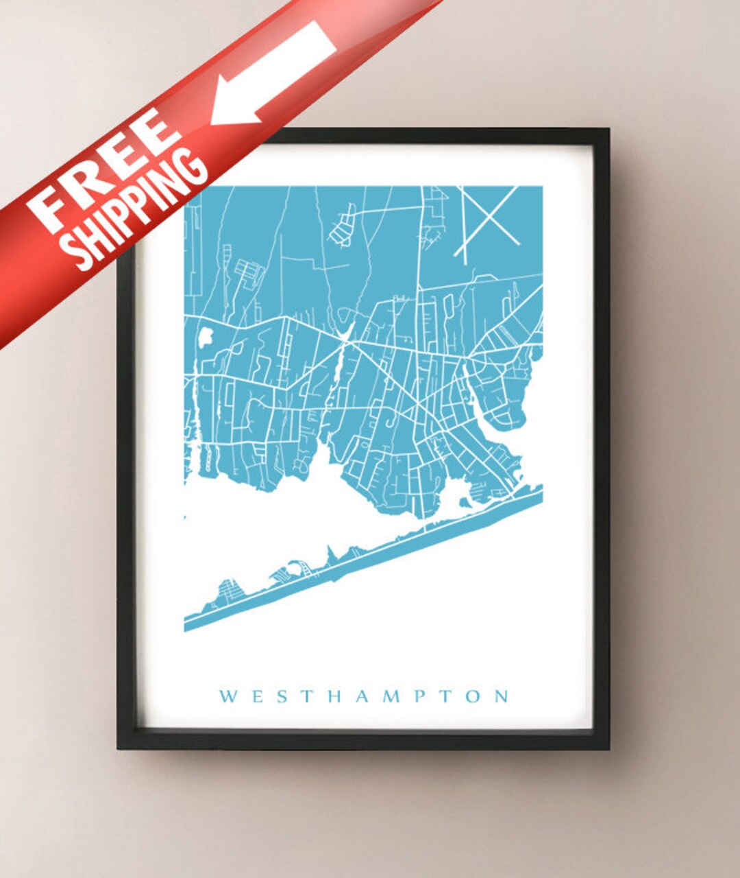 Westhampton, NY Map Print - Westhampton Beach, Quiogue - New York - Etsy
