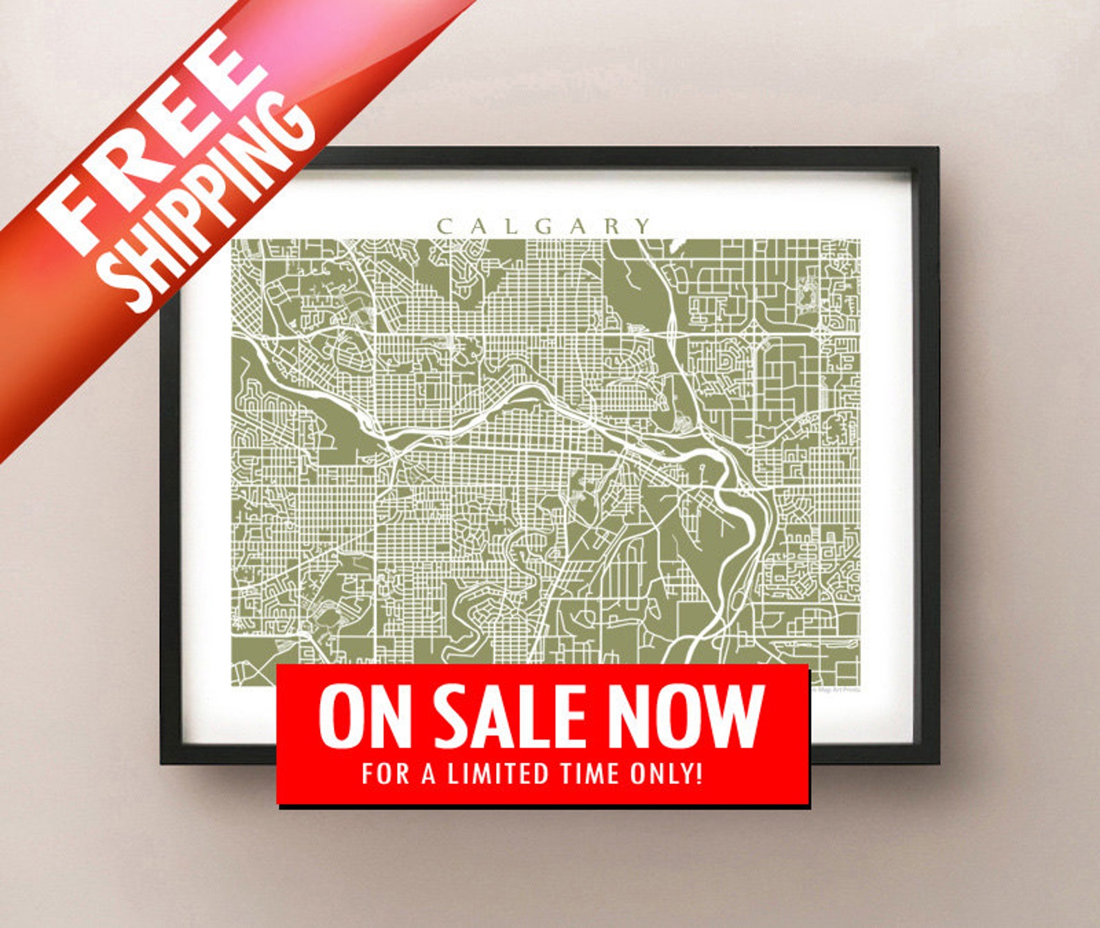 Calgary Map Art Alberta Poster Print - Etsy