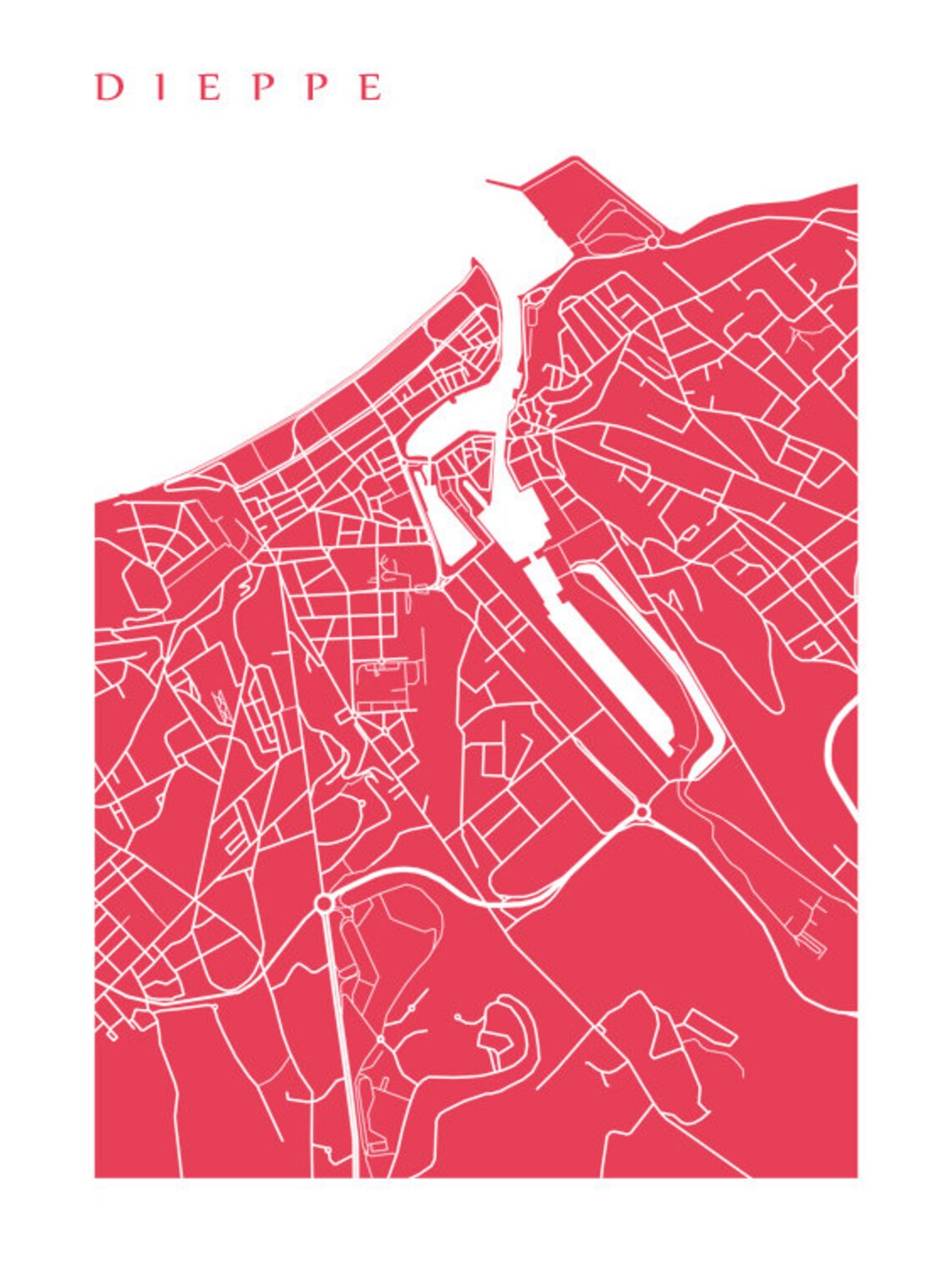 Dieppe Map Art France Poster Print - Etsy