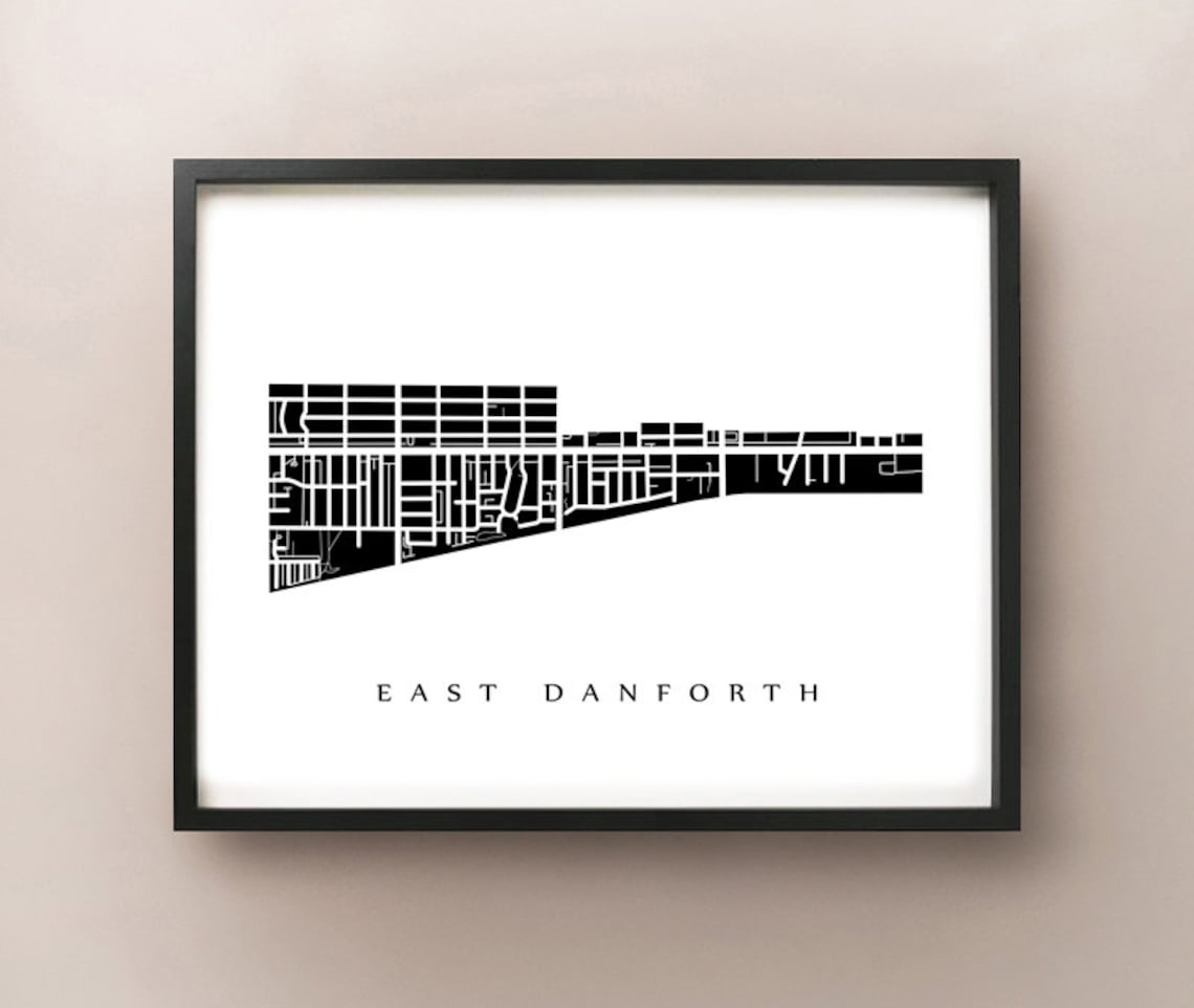 East Danforth Map Toronto Neighbourhood Art Print - Etsy