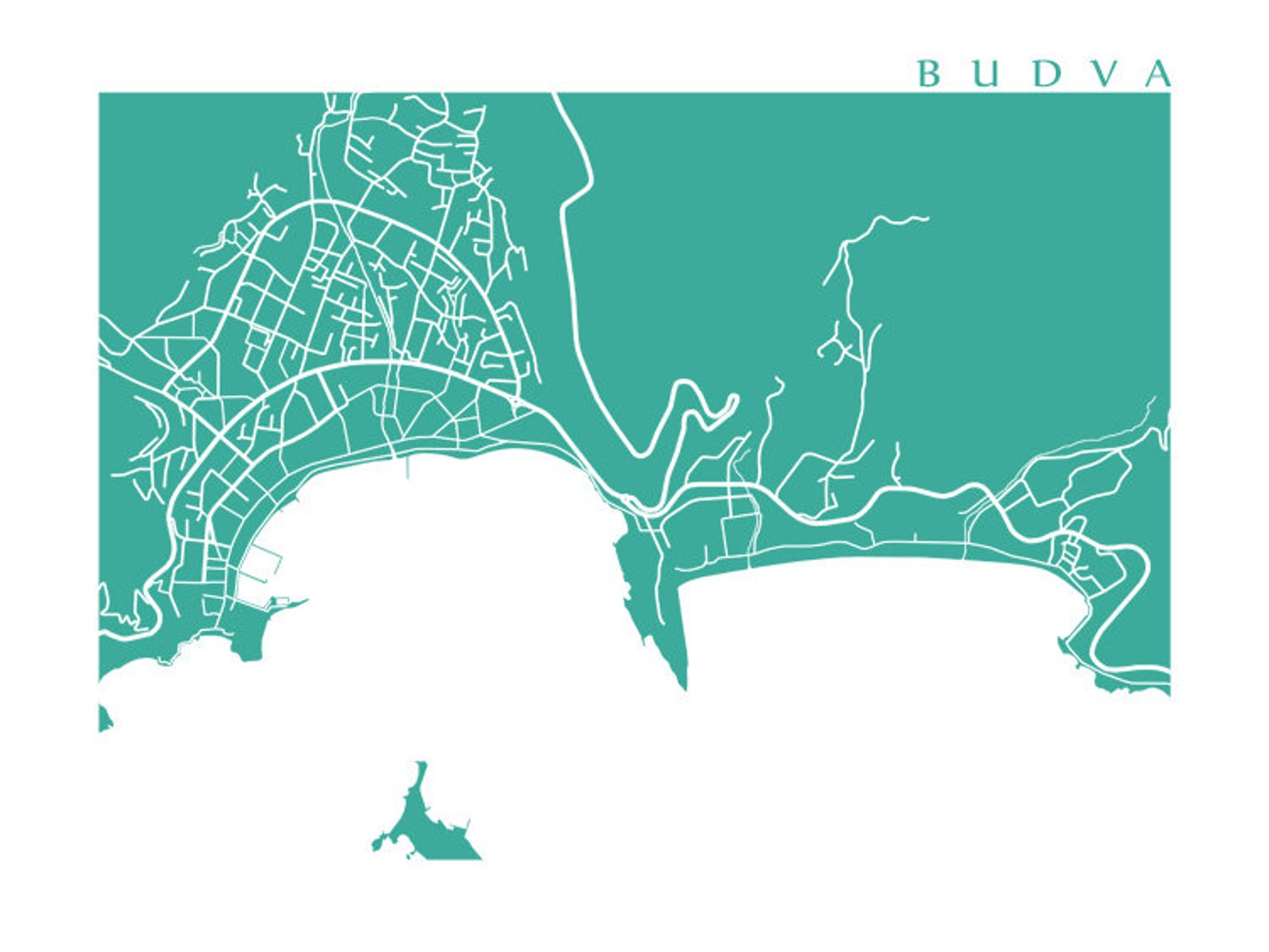 Budva Map Montenegro Poster Будва - Etsy