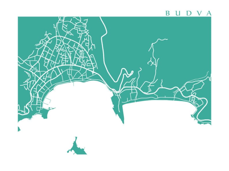 Budva Map Montenegro Poster Будва | Etsy