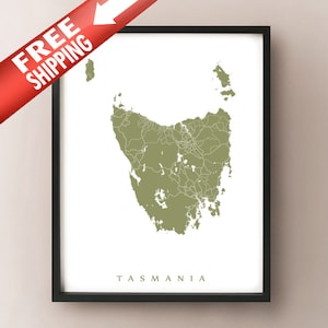 Tasmania Map Print - Australia Poster Art - Etsy