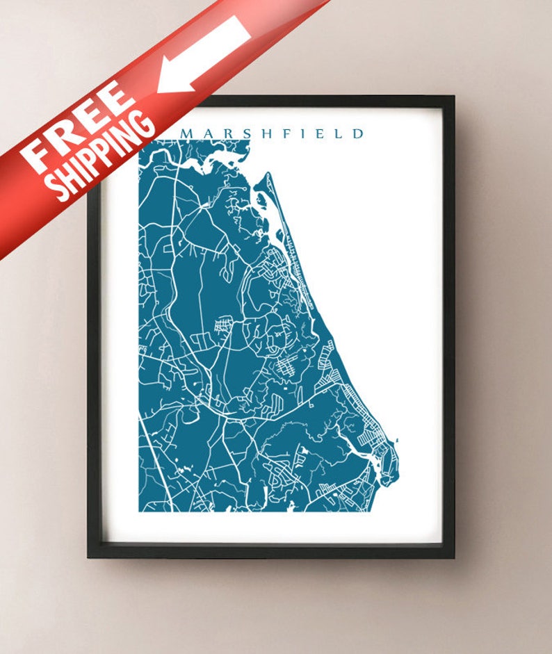 Marshfield MA Map Print Massachusetts Poster | Etsy