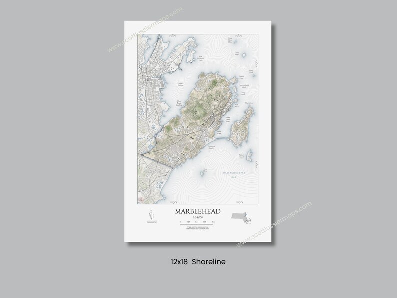 Map of Marblehead Massachusetts Map Print: SHORELINE Style Travel ...