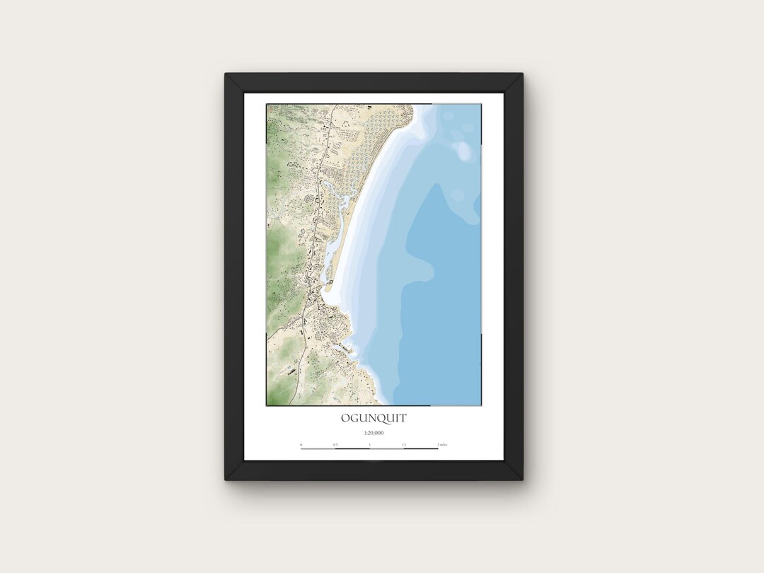 Map of Ogunquit Maine Map Print: Custom Town Art, Home Office Decor ...