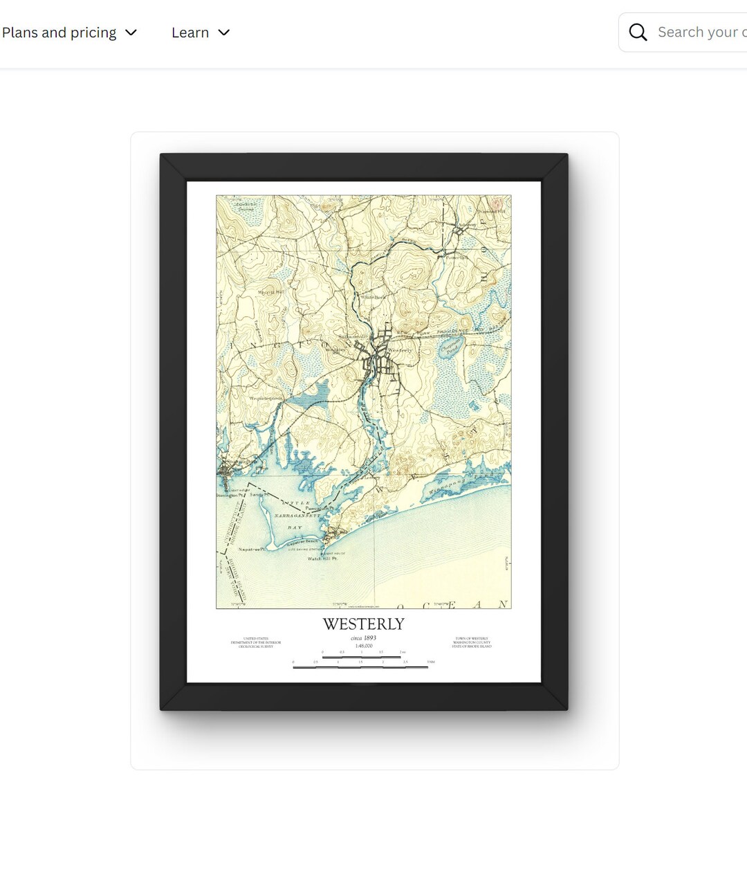 Westerly Rhode Island Map Print: Old Topo Style, Circa 1893 - Etsy
