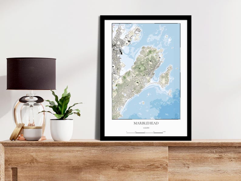 Map of Marblehead Massachusetts Map Print: Coastal Style Travel Poster ...