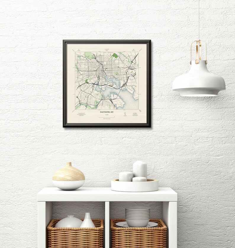 Baltimore Map Old Topographic Style - Etsy