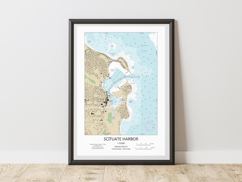 Scituate Massachusetts Map Print: Shoreline, Chart or Coastal Style ...