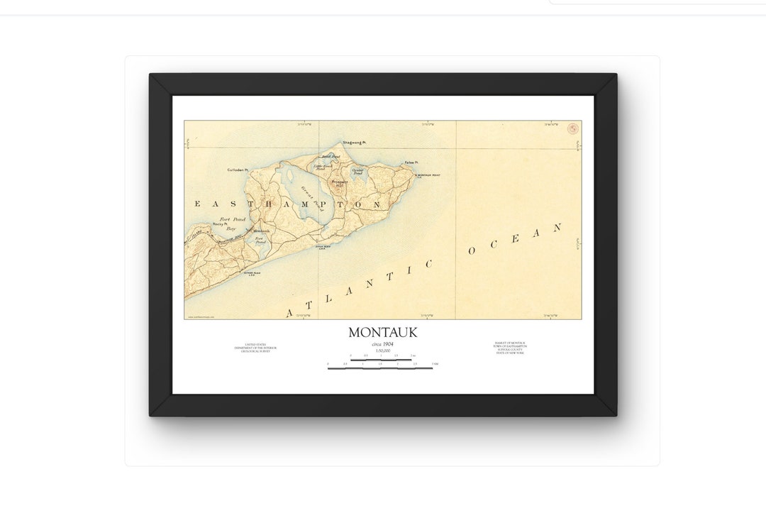 Montauk Old Topo Map Circa 1904, Montauk Print, Map of Montauk Old Topo ...
