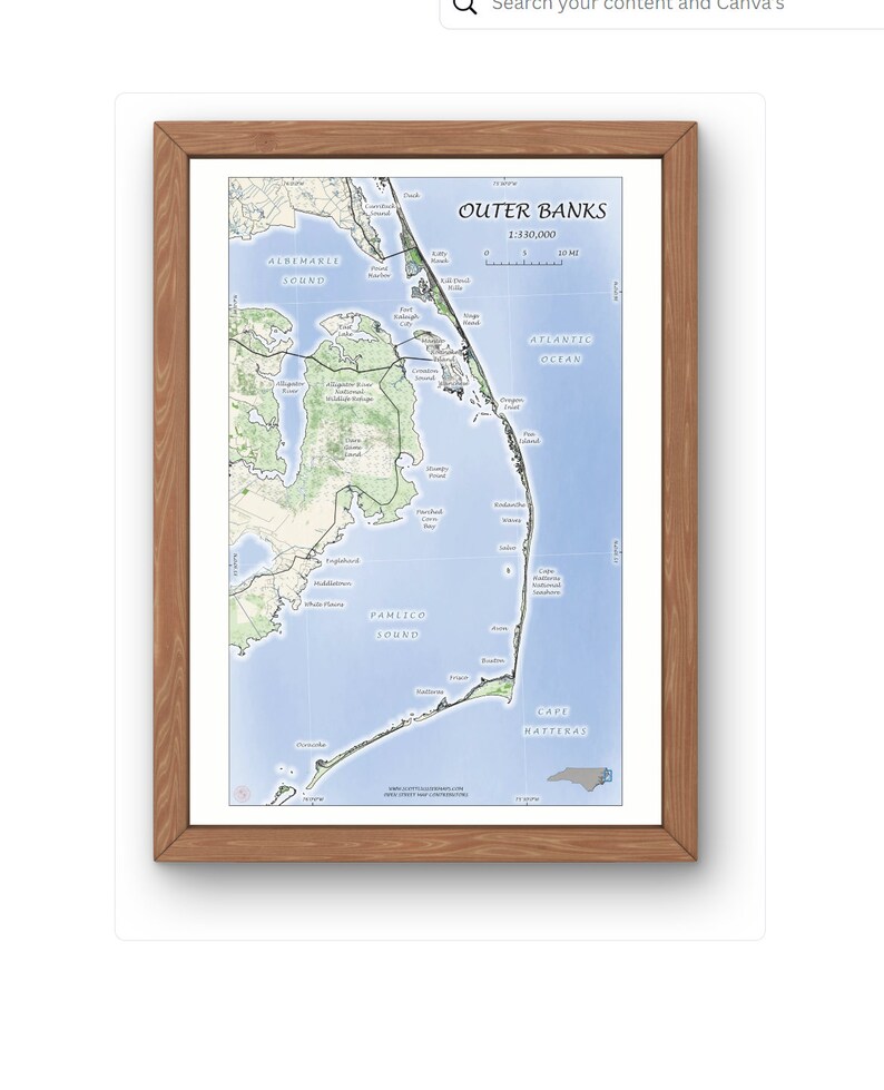 Outer Banks Map, WATERCOLOR, Outer Banks Print, Outer Banks Art, Outer ...