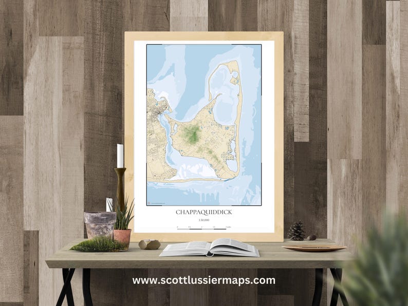Map of Chappaquiddick Cape Cod Map Art Print Travel Poster COASTAL ...