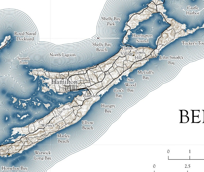 Bermuda Map, Bermuda Island Map, Island Map, Bermuda Print, Bermuda Map ...