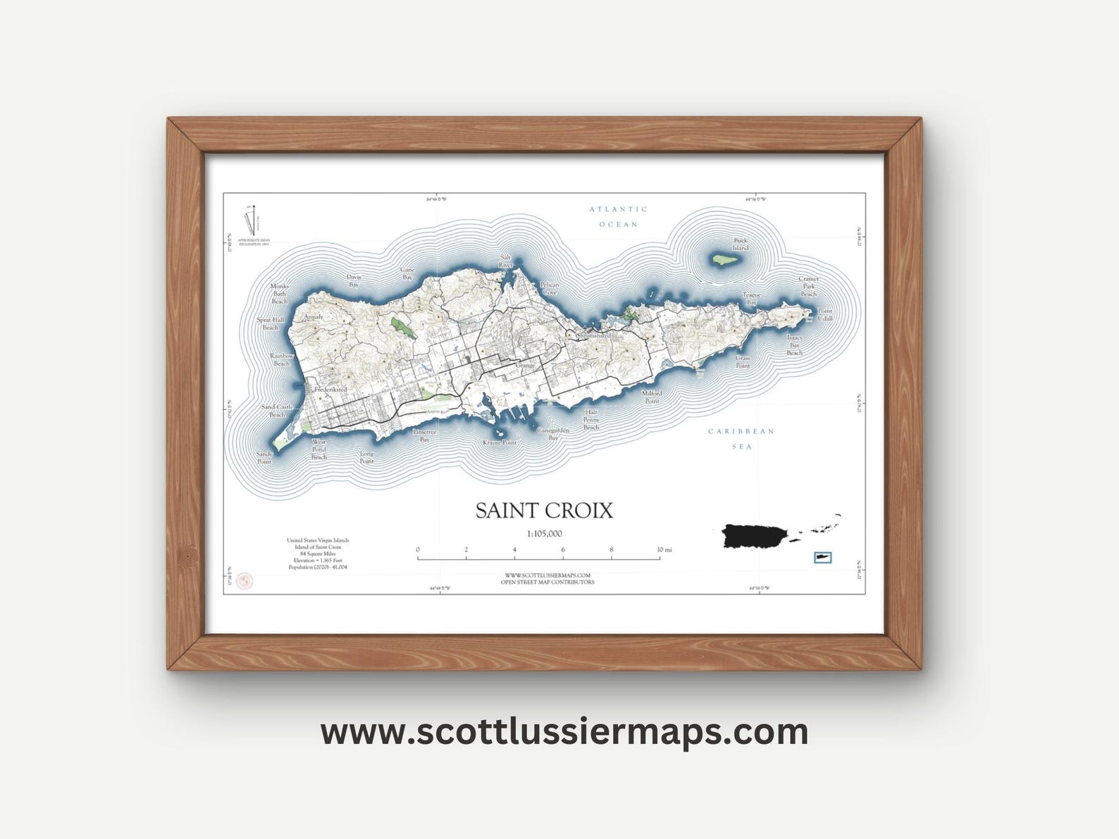 St Croix Map NAUTICAL Print Art Wall Decor Poster Travel Memory ...