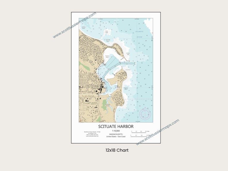 Scituate Massachusetts Map Print: Shoreline, Chart or Coastal Style ...