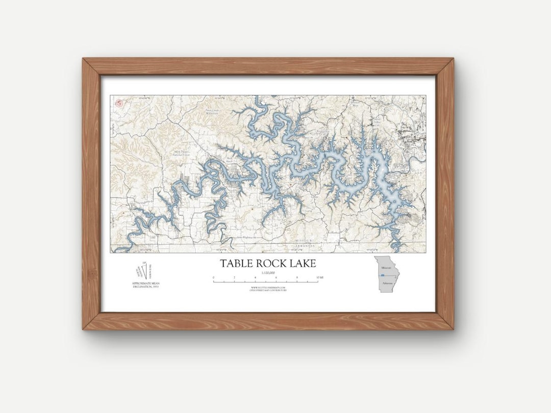 Table Rock Lake MO Map NAUTICAL Print Art Wall Decor Poster Travel ...