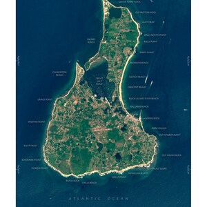 Block Island Map Satellite Image - Etsy