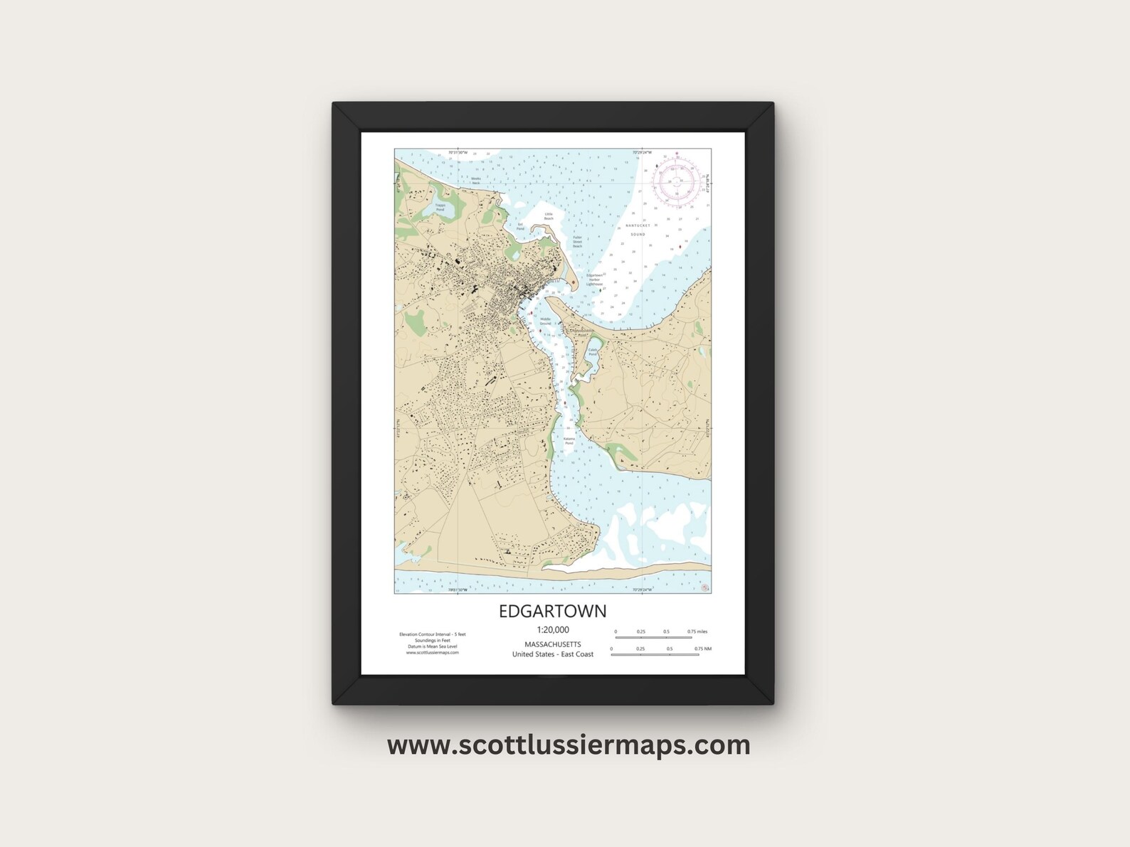 Map of Edgartown Harbor Map Art Print Travel Poster CHART Style Travel Map Wall Art - Etsy