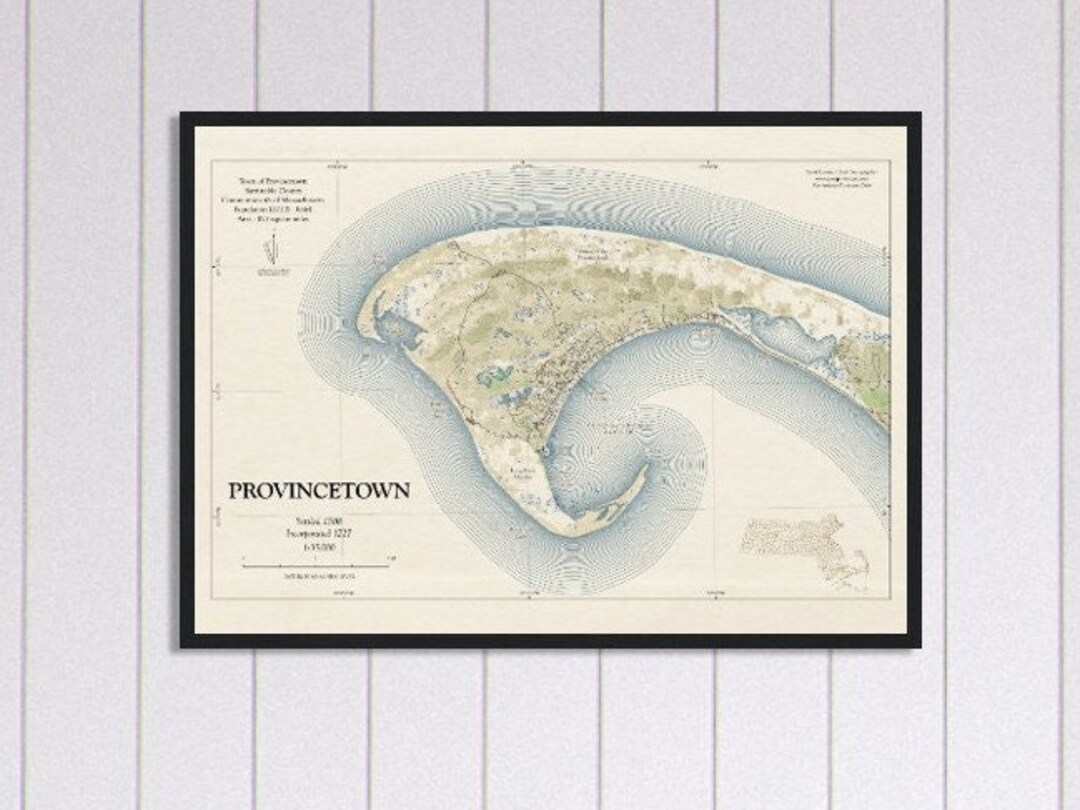 Provincetown Map Coastal Style Framed - Etsy