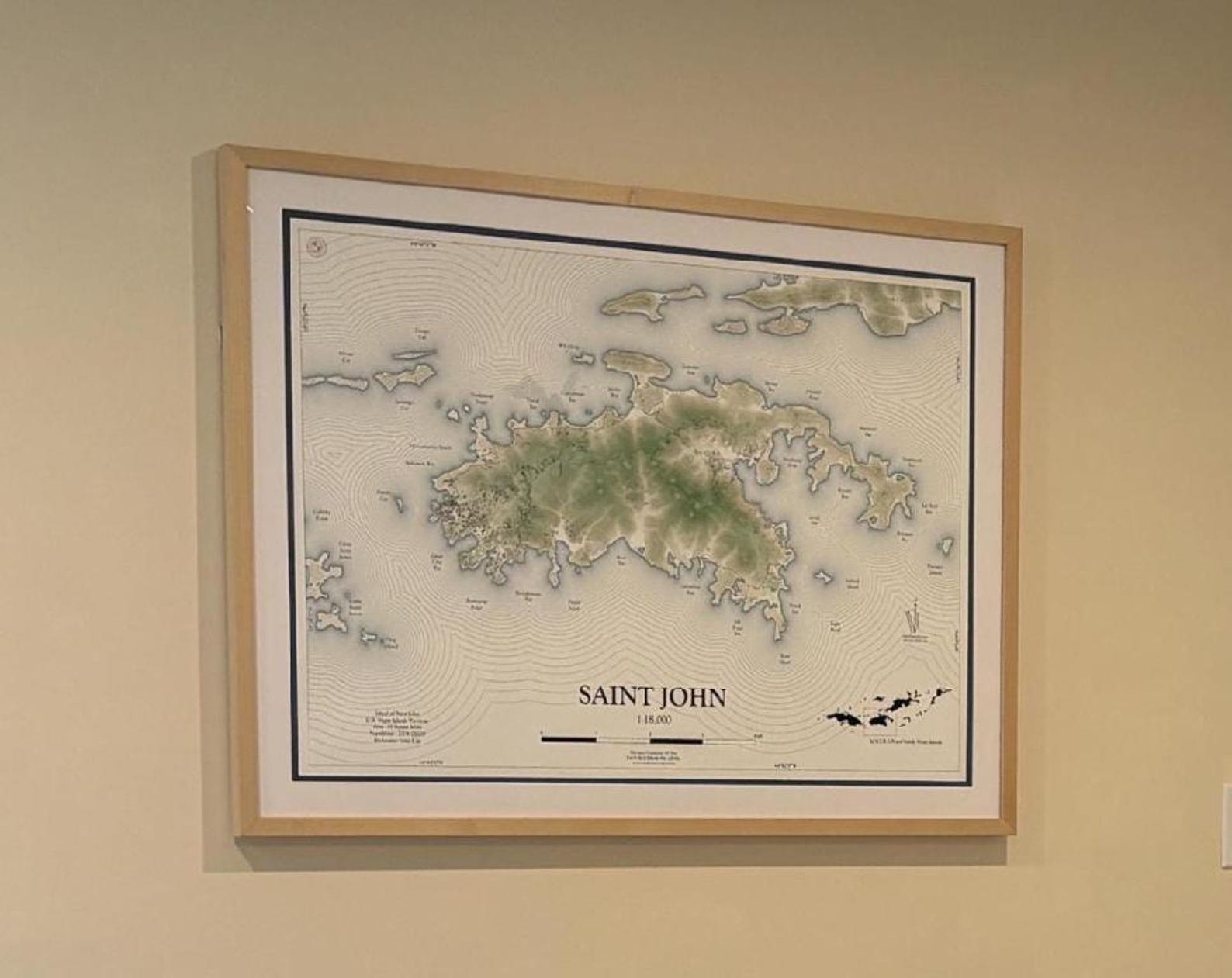 St John USVI Map Art Print: Colorful Travel Poster, Shoreline Style - Etsy