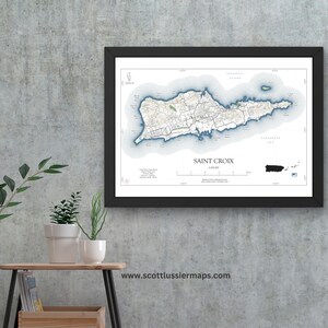 Saint Croix Map NAUTICAL Print Art Wall Decor Poster Travel Memory ...