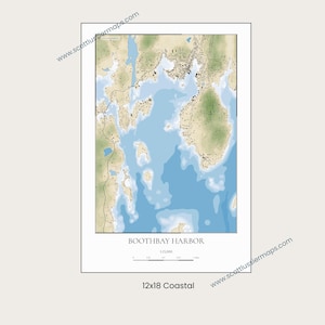 Map of Boothbay Harbor Maine Map Art Print Poster CHART or COASTAL ...