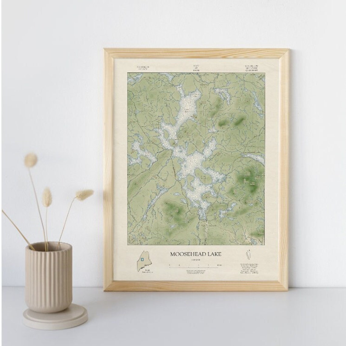Moosehead Lake Map, Moosehead Lake, Maine, Moosehead Lake Map Print ...