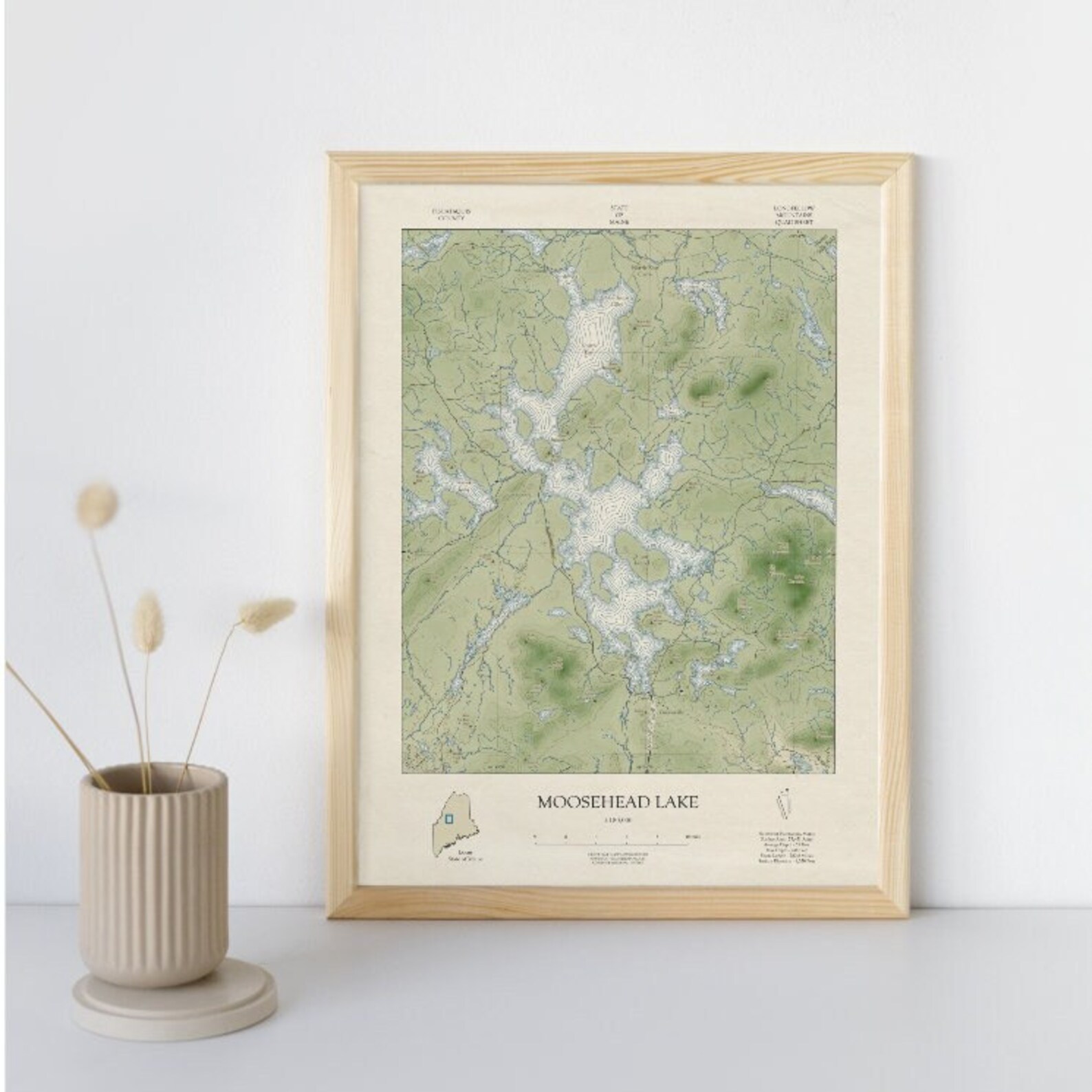 Moosehead Lake Map, Moosehead Lake, Maine, Moosehead Lake Map Print ...