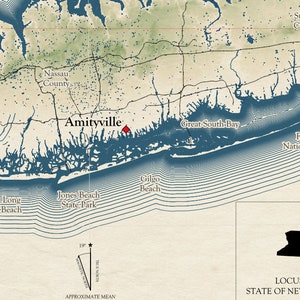 Long Island Amityville Map, Long Island NY, Long Island Print, Long ...