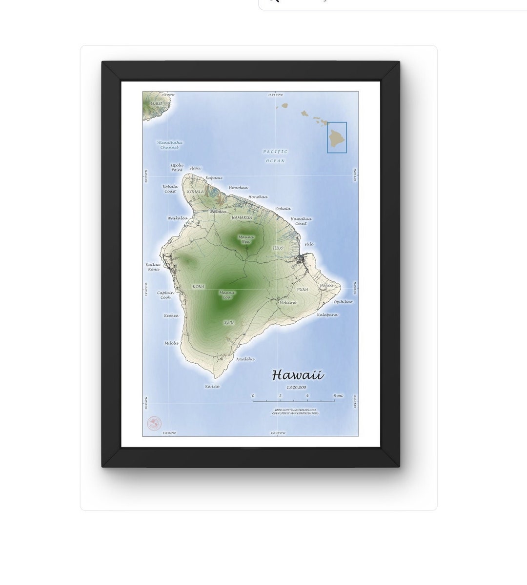 Hawaii Map WATERCOLOR Map Print Art Wall Deco Poster Travel City Memory ...