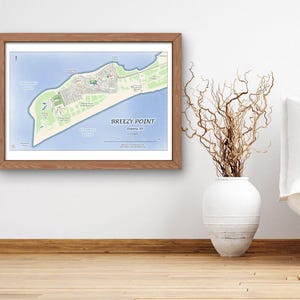 Breezy Point Map WATERCOLOR Queens NY Print Art Wall Decor Travel ...