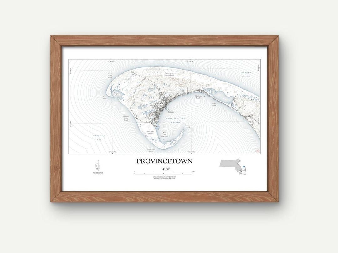 Provincetown Cape Cod Massachusetts Map NAUTICAL Print Art Wall Poster ...