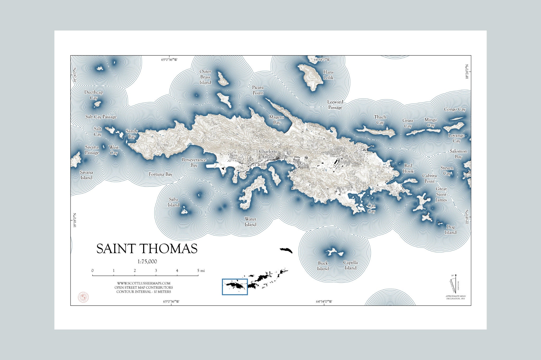 St Thomas Map, Saint Thomas Print, Art, Saint Thomas Wall Art, Wall Art ...