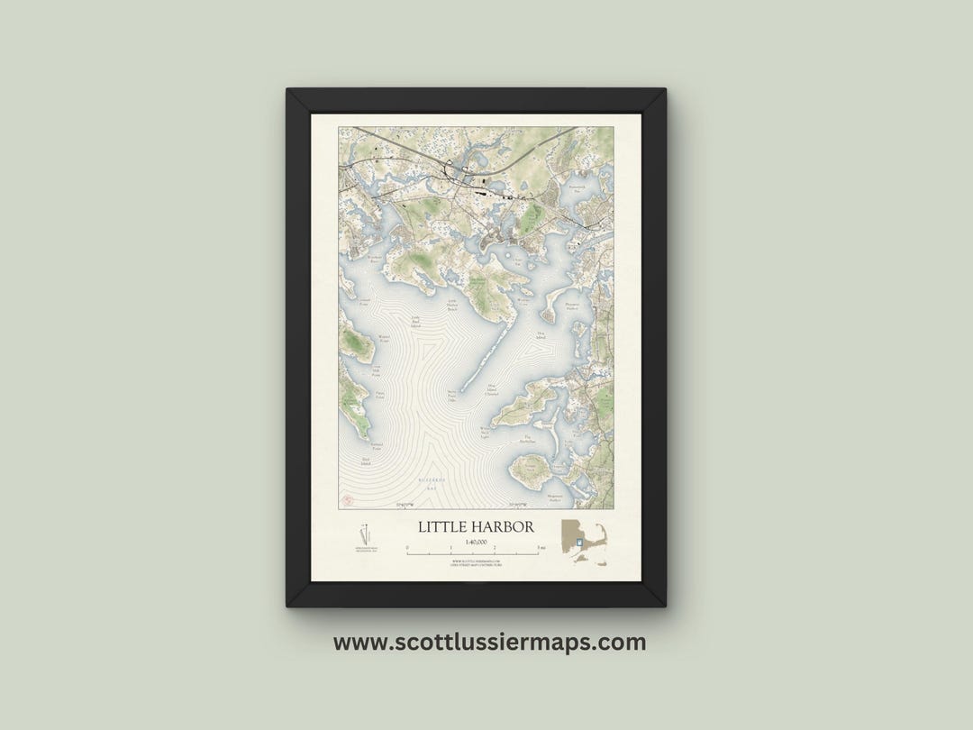 Map of Little Harbor Map Art Print: Original Design VINTAGE Style Poster Travel Map Wall Art - Etsy