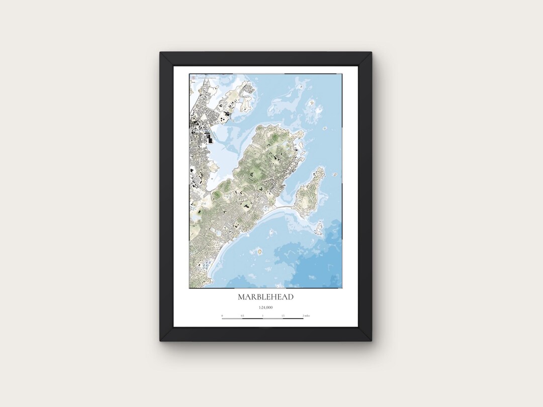 Marblehead Massachusetts Map Print: Coastal Style Travel Poster Travel ...