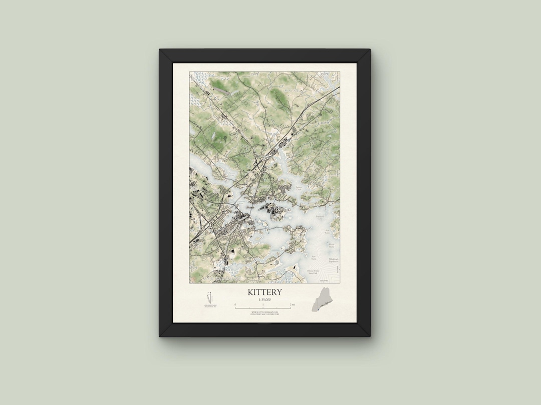 Kittery Maine Map Print: Custom Home Office Wall Art Poster - Etsy