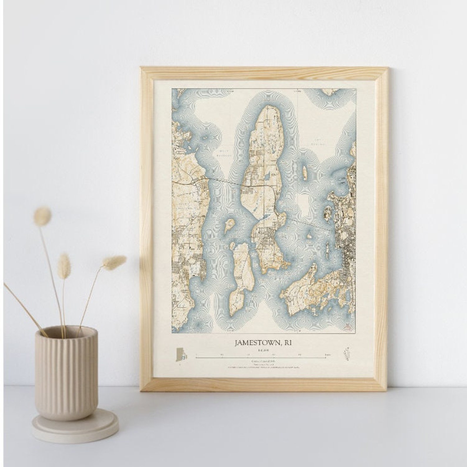 Jamestown, RI Map Vintage Style , Jamestown Map Art, New Personalized ...